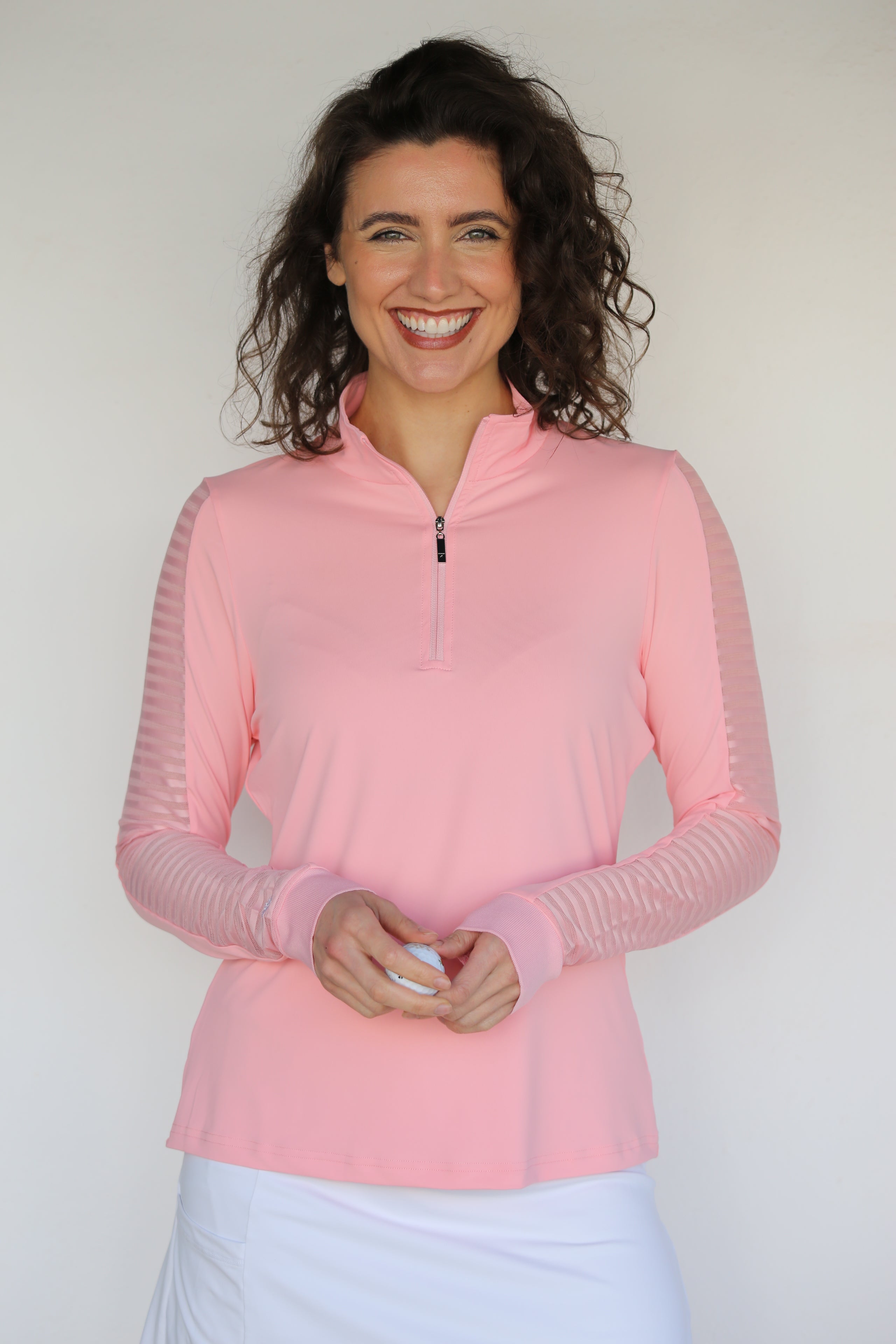 Women's Sheer Long Sleeve Golf Shirt - Grapefruit – FAMARA