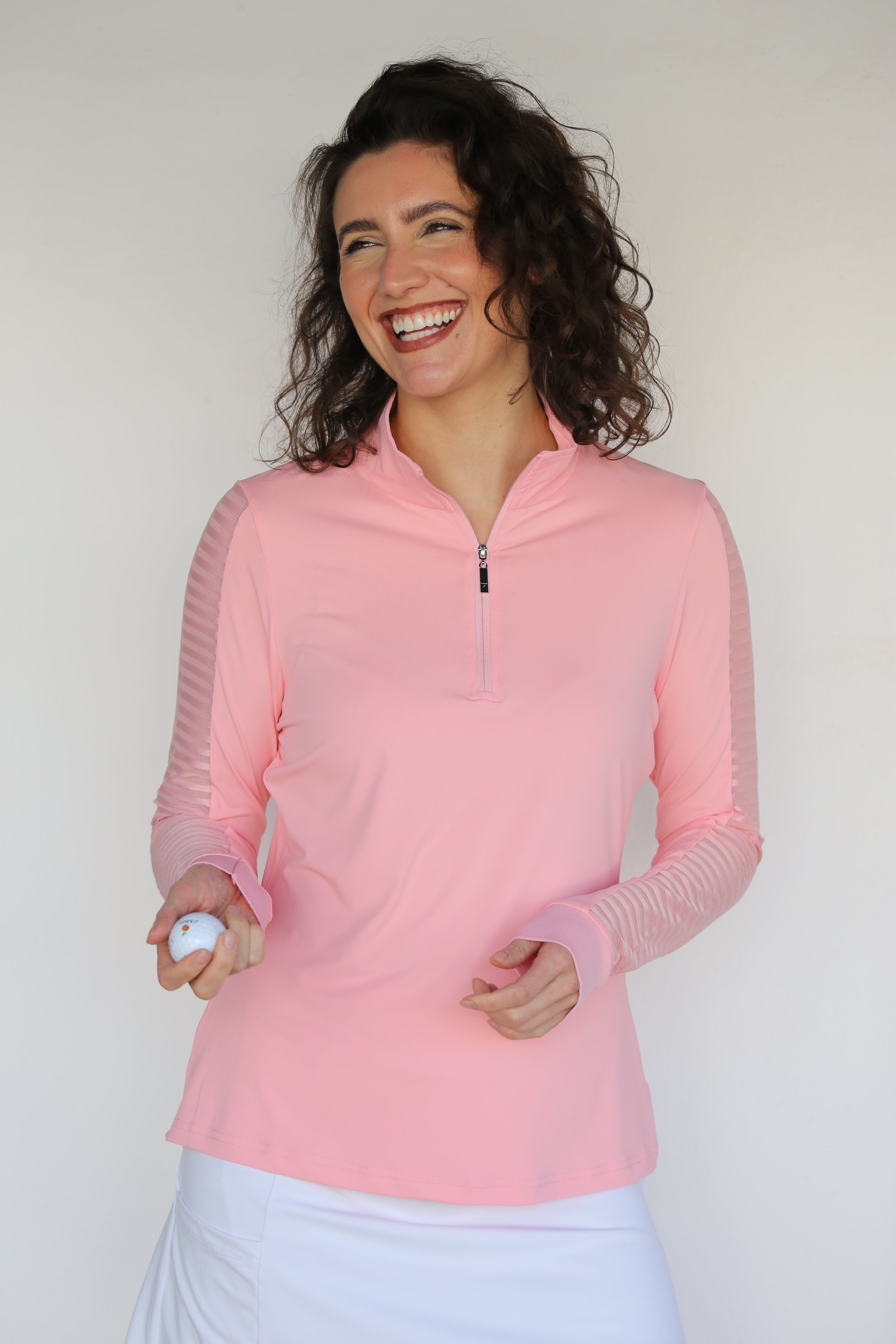 Women's Sheer Long Sleeve Golf Shirt - Grapefruit – FAMARA