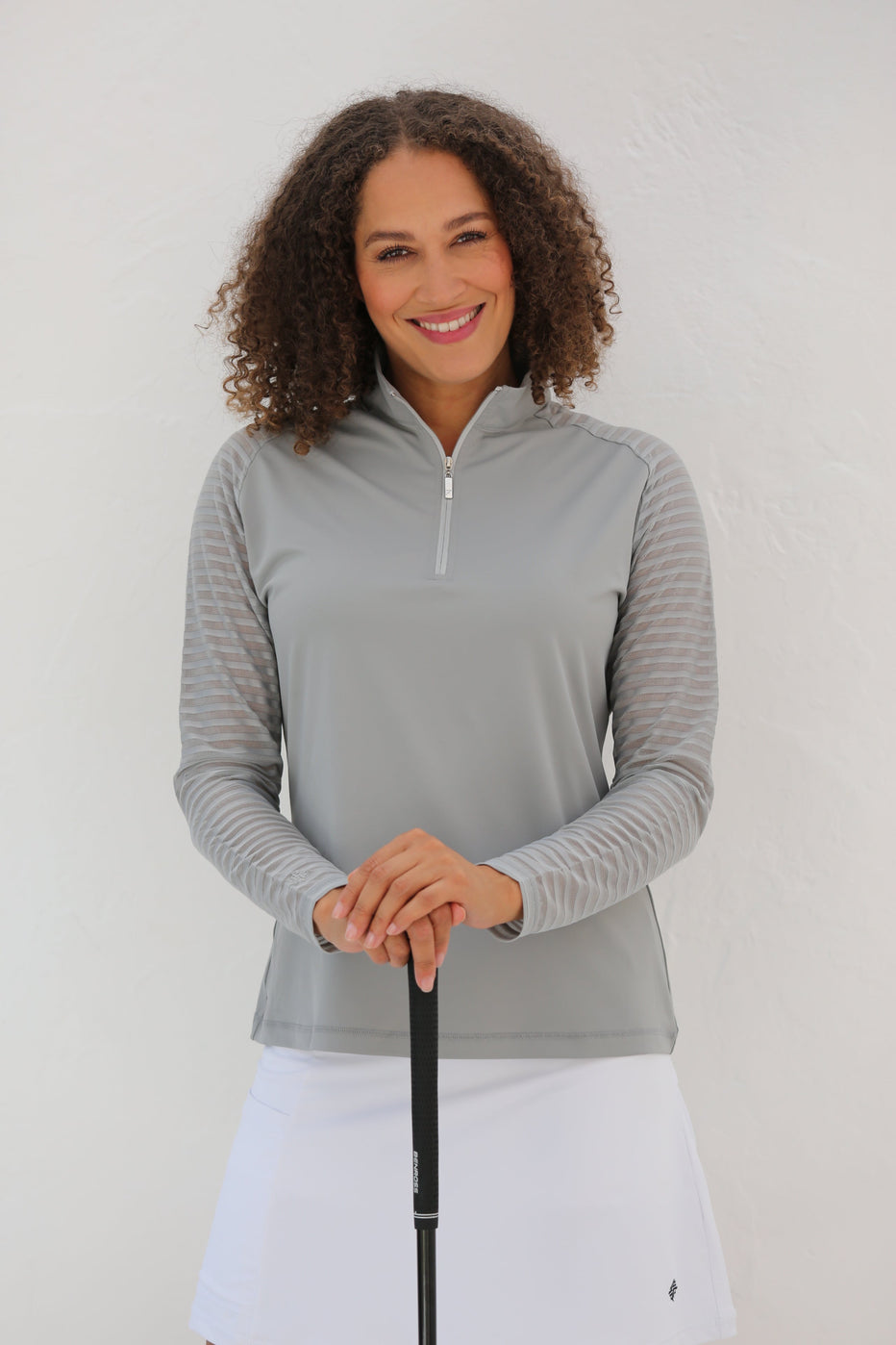 Women's Sheer Long Sleeve Golf Shirt - Dove – FAMARA